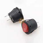 BU0108 - SPST Round Rocker Switch Black 2-Pin 6A 250V